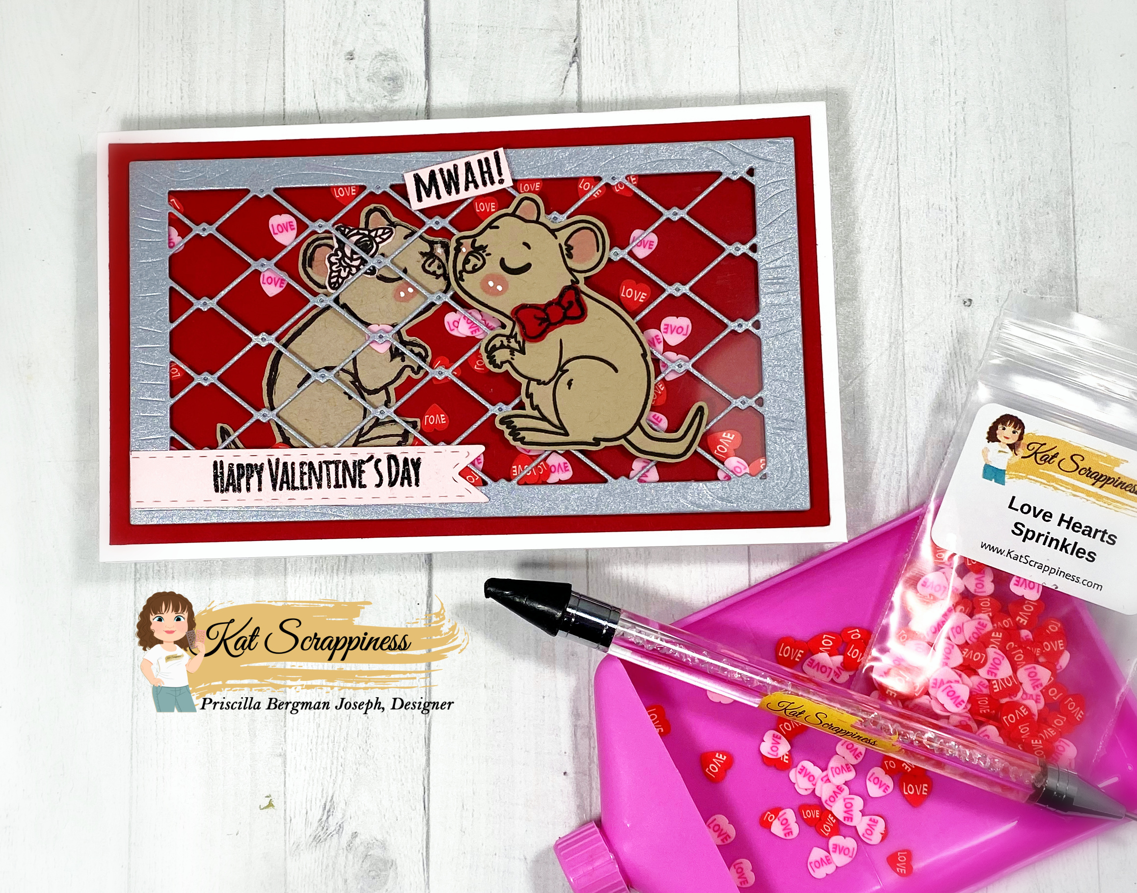 “MWAH!” | Valentine Quokkas Mini Slimline Card - Nubble Light Designs